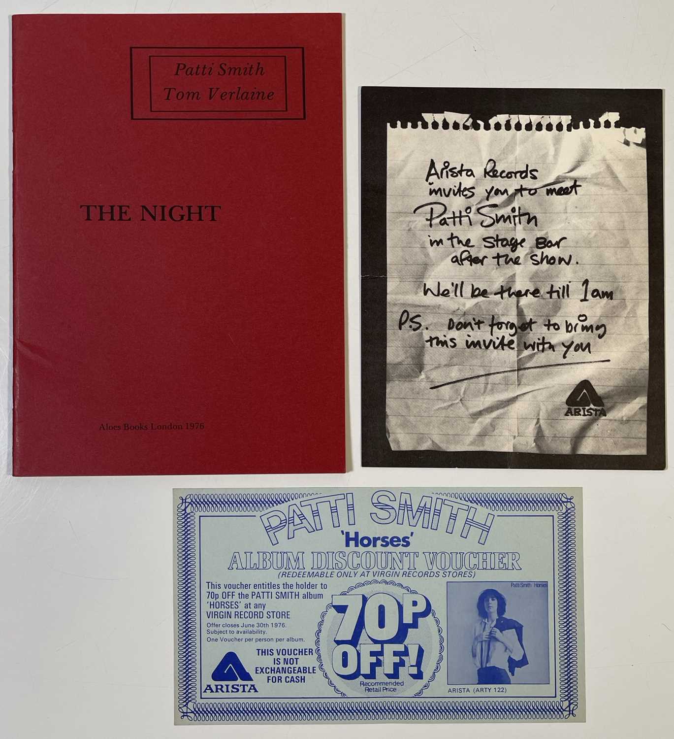 Lot 454 - PATTI SMITH - COLLECTABLES INC 'THE NIGHT'