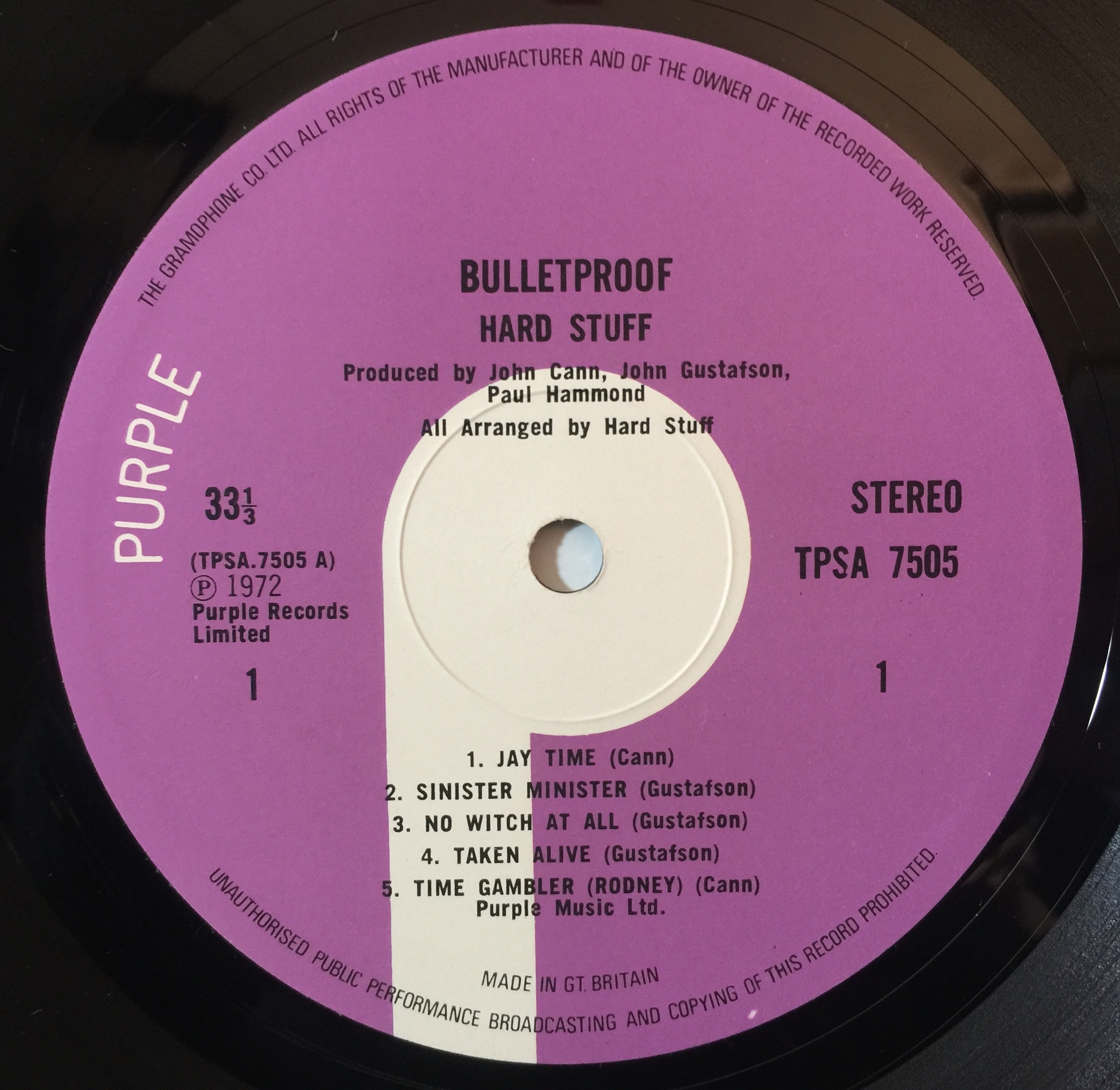 Lot 20 - HARD STUFF - BULLETPROOF LP (ORIGINAL UK