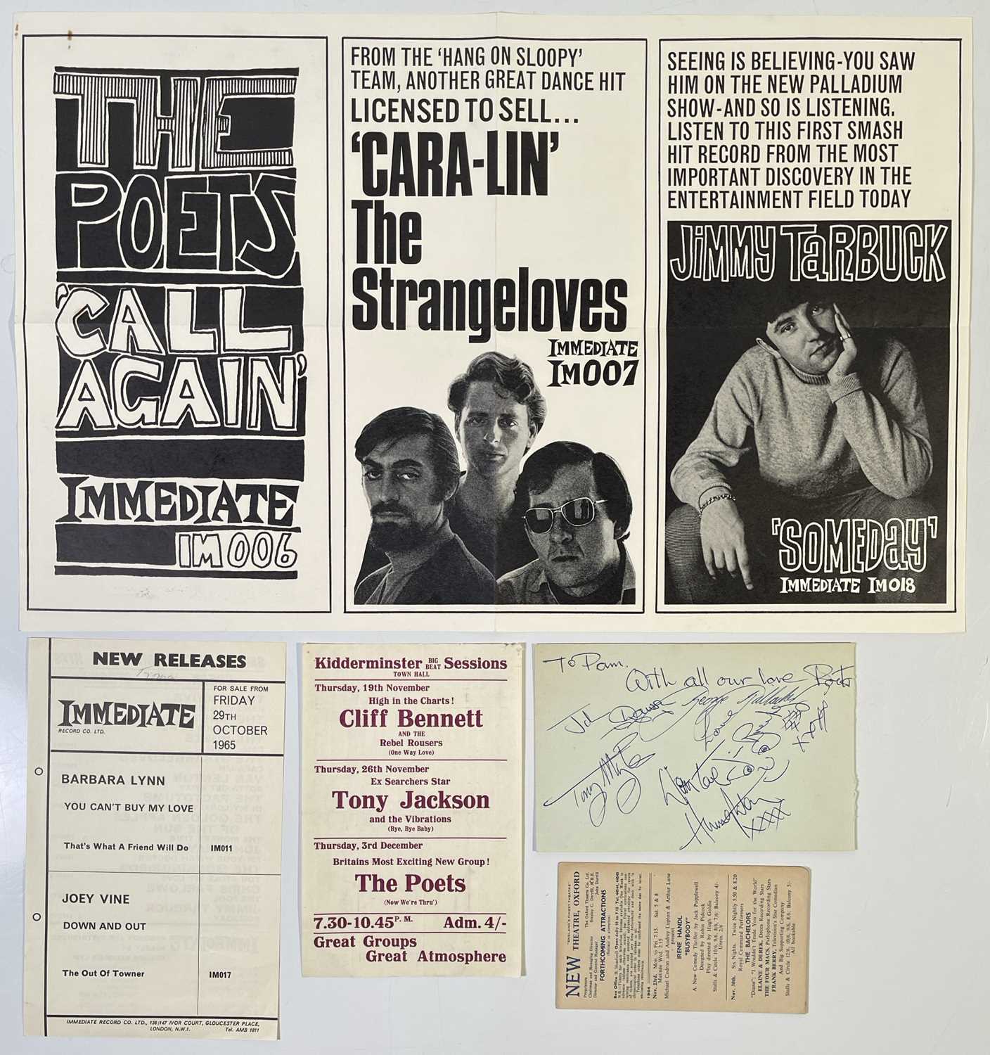 Lot 378 - IMMEDIATE RECORDS - THE POETS - MEMORABILIA