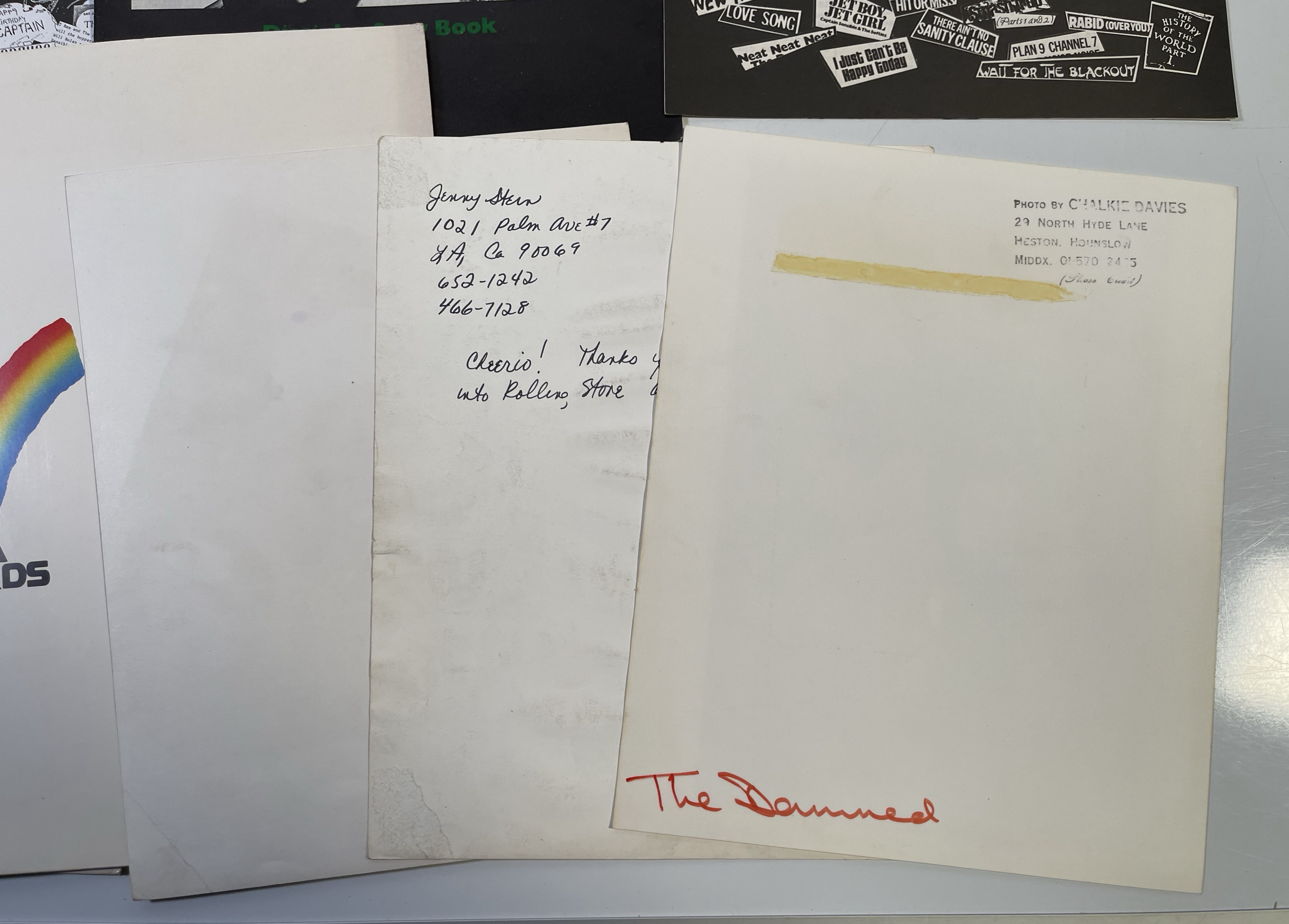 Lot 468 - PUNK MEMORABILIA - THE DAMNED - MEMORABILIA