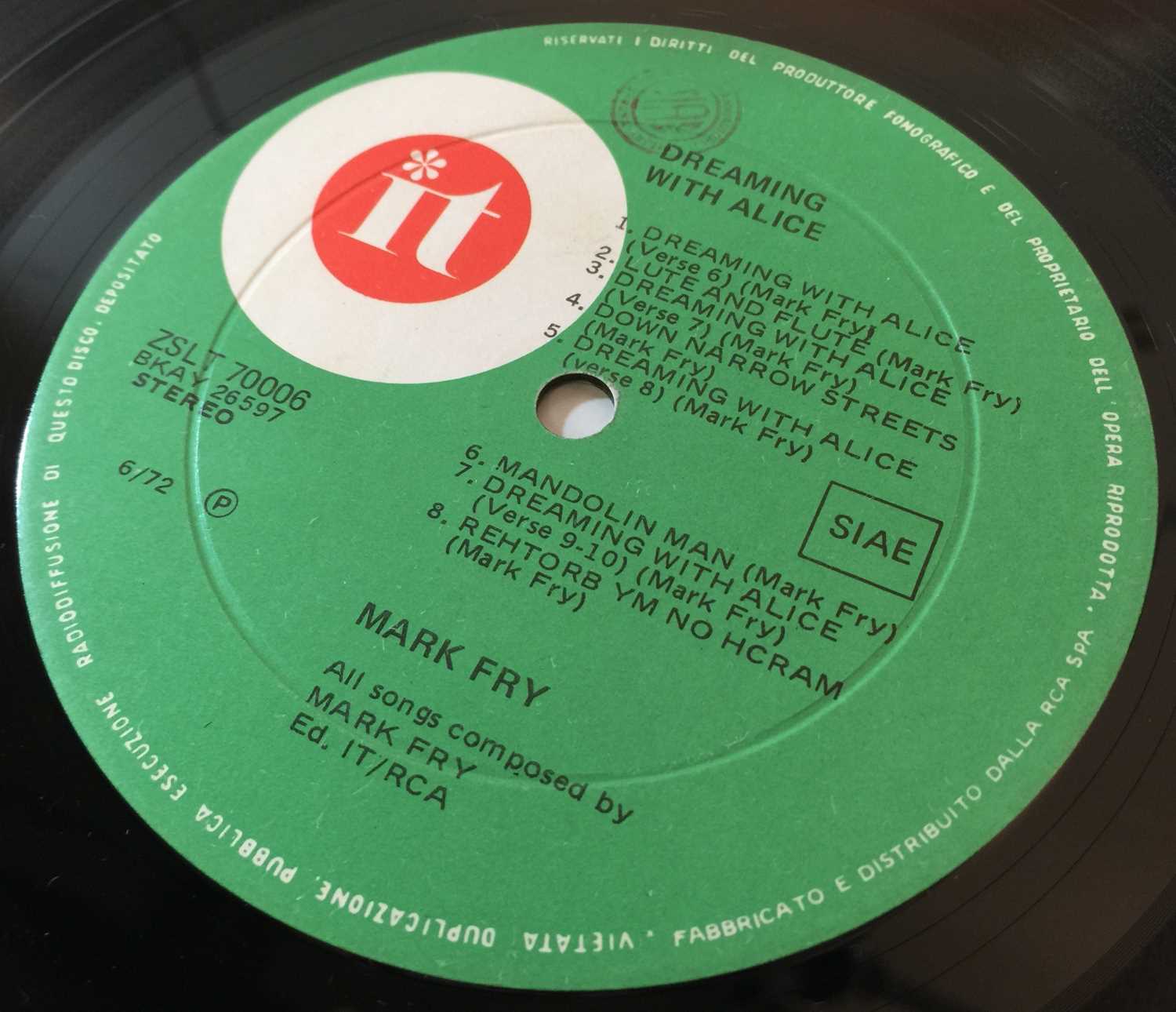 Lot 65 - MARK FRY - DREAMING WITH ALICE LP (ORIGINAL