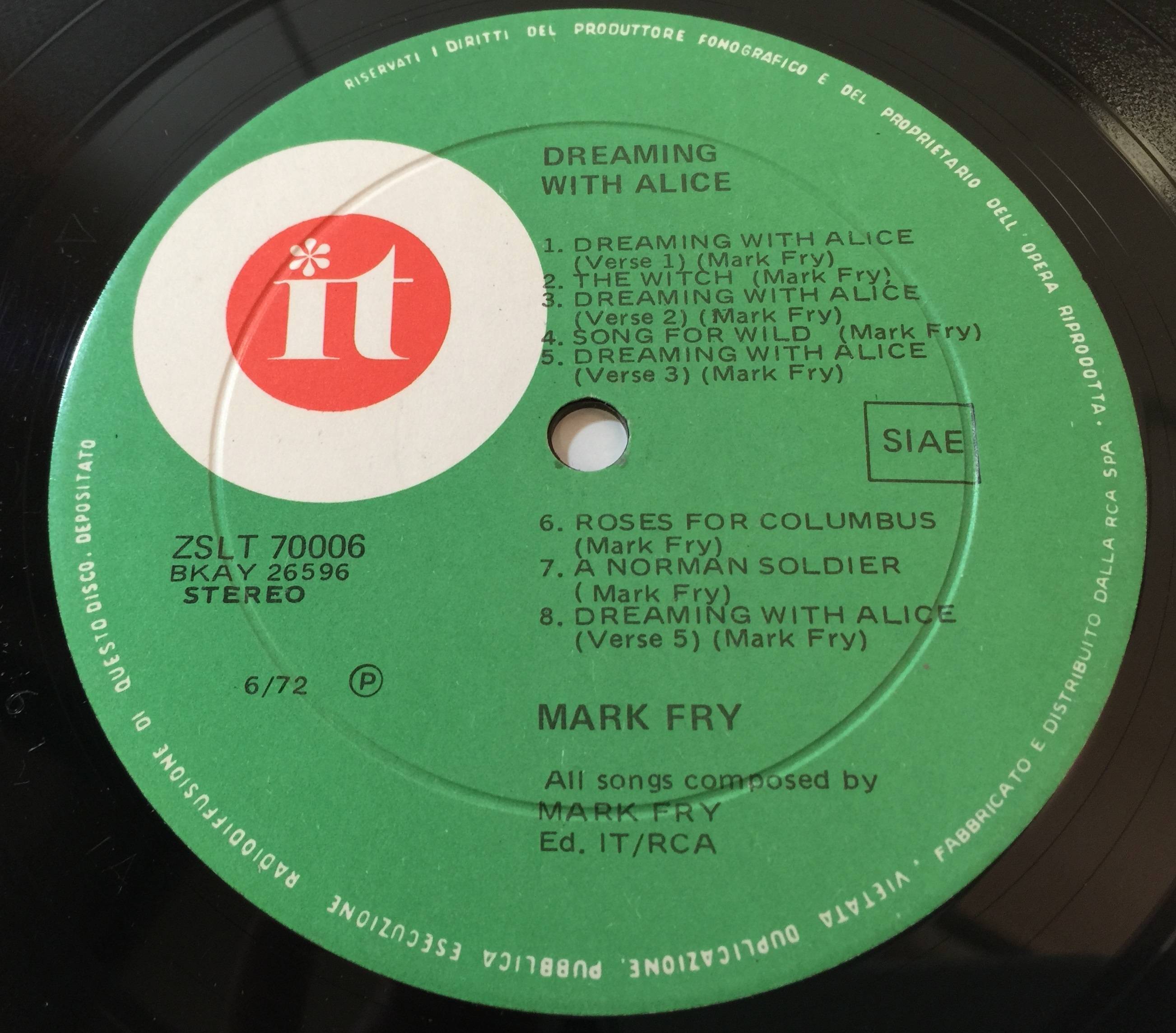 Lot 65 - MARK FRY - DREAMING WITH ALICE LP (ORIGINAL