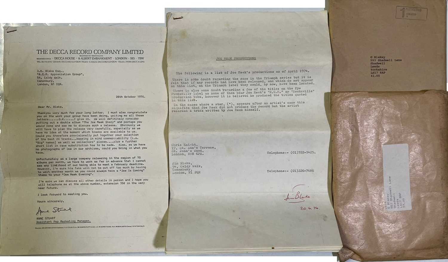 Lot 77 - JOE MEEK INTEREST - ORIGINAL PHOTOGRAPHS.