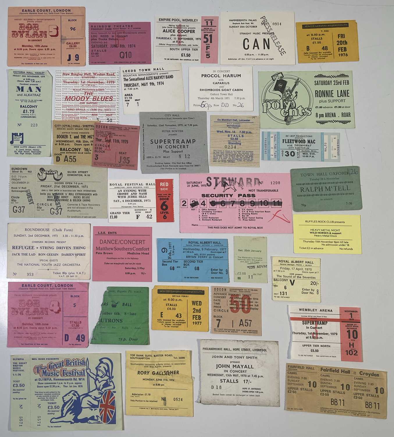 Lot 121 - 1970S CONCERT TICKET COLLECTION INC BOB