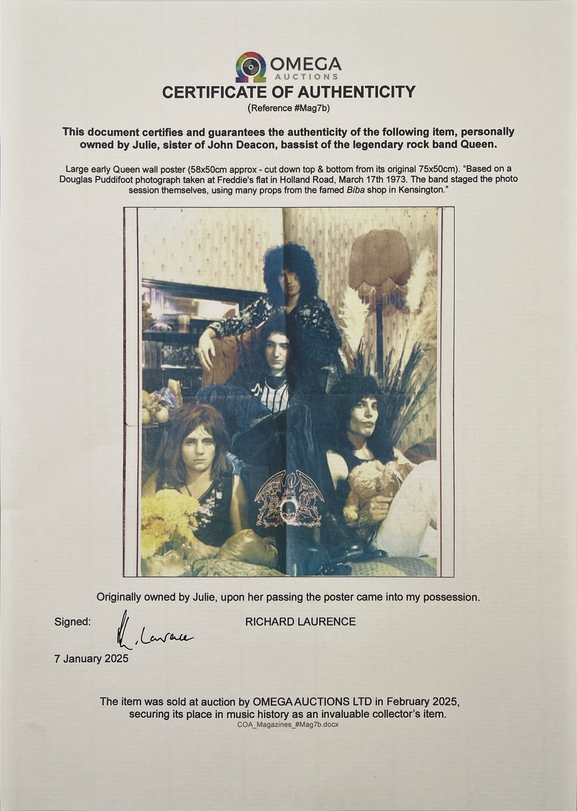 Lot 430 - QUEEN - ORIGINAL 1973 QUEEN POSTER OWNED BY
