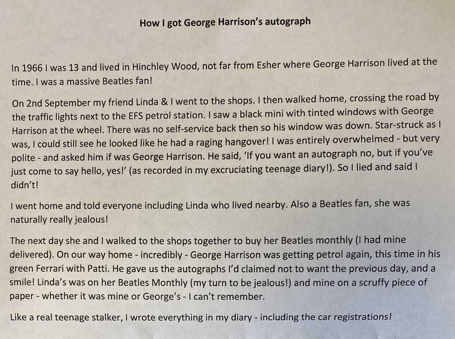 Lot 171 - GEORGE HARRISON AUTOGRAPH.