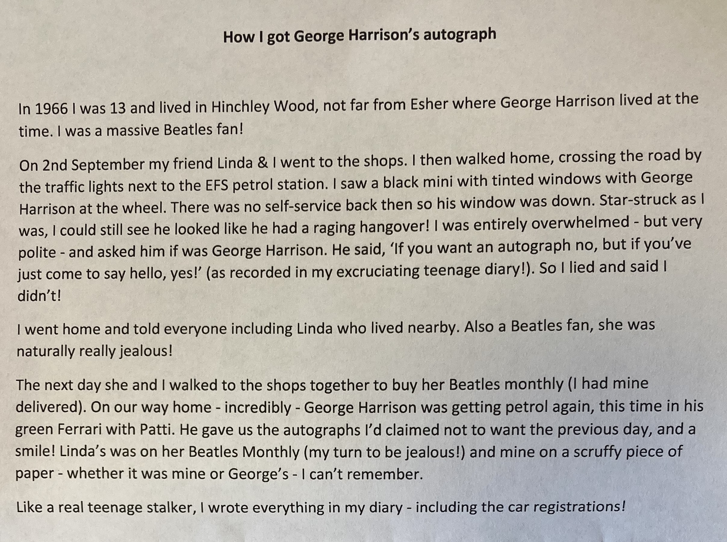 Lot 171 - GEORGE HARRISON AUTOGRAPH.