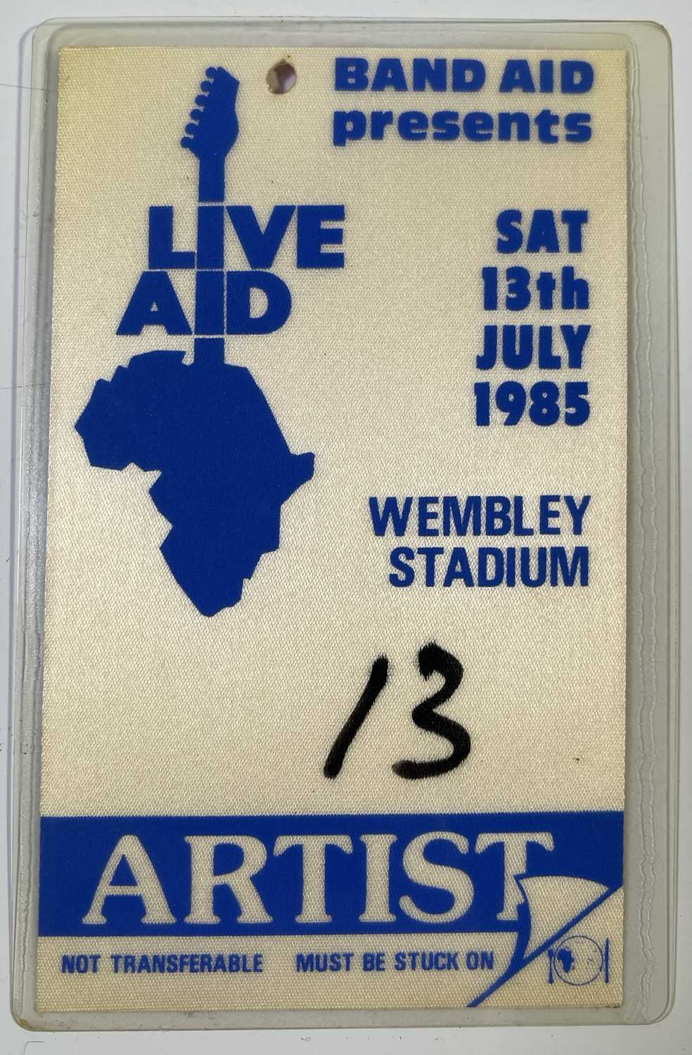 Lot 130 - LIVE AID - ORIGINAL TICKET AND ARTIST PASS.