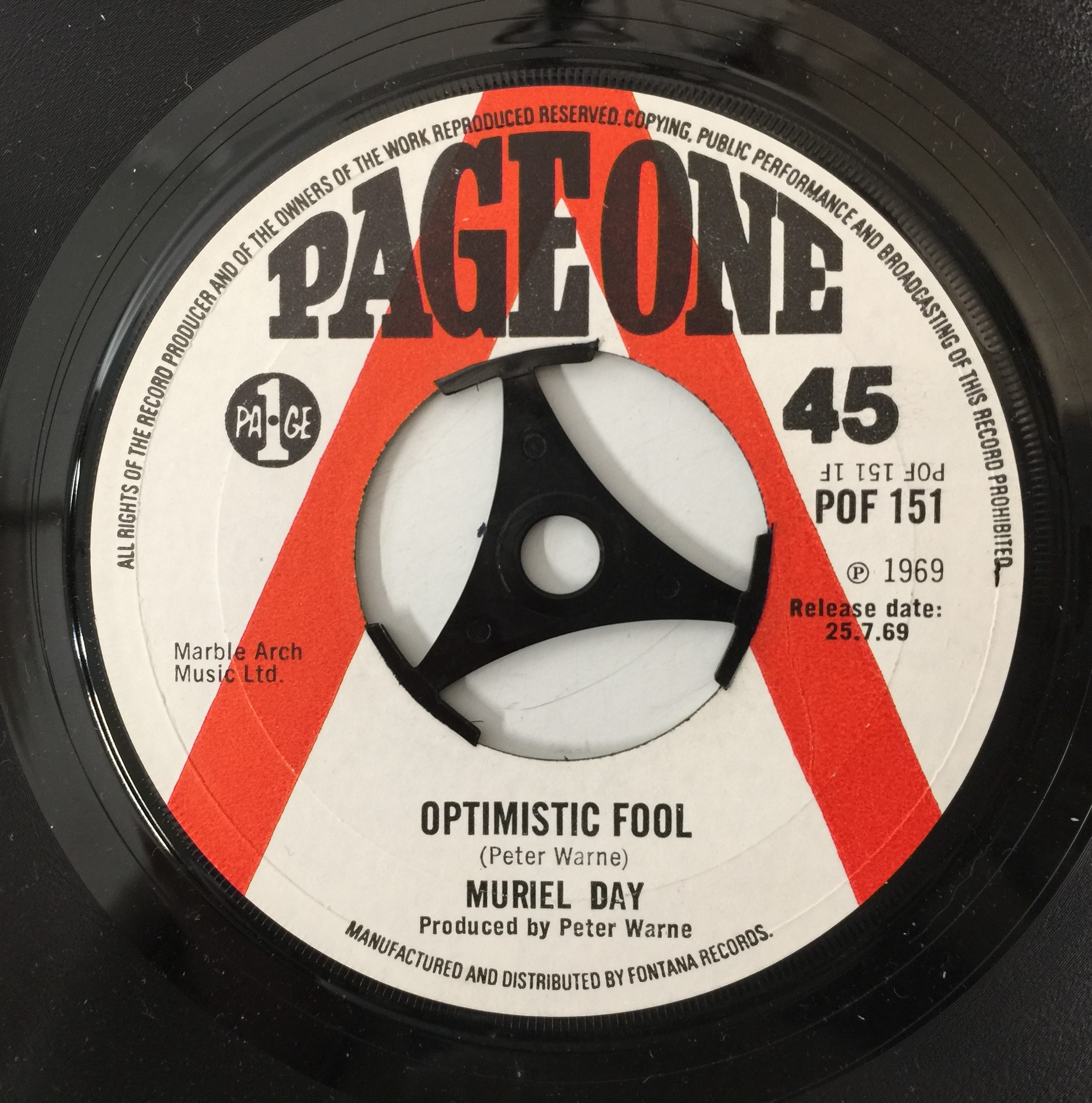 Lot 245 - MURIEL DAY - NINE TIMES OUT OF TEN 7" (UK