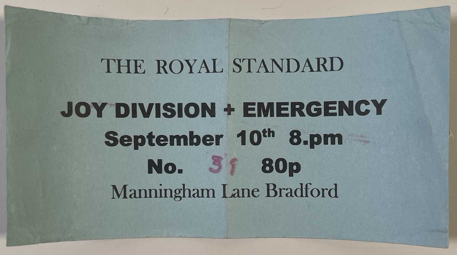 Lot 490 - JOY DIVISION - ORIGINAL TICKET STUB FOR