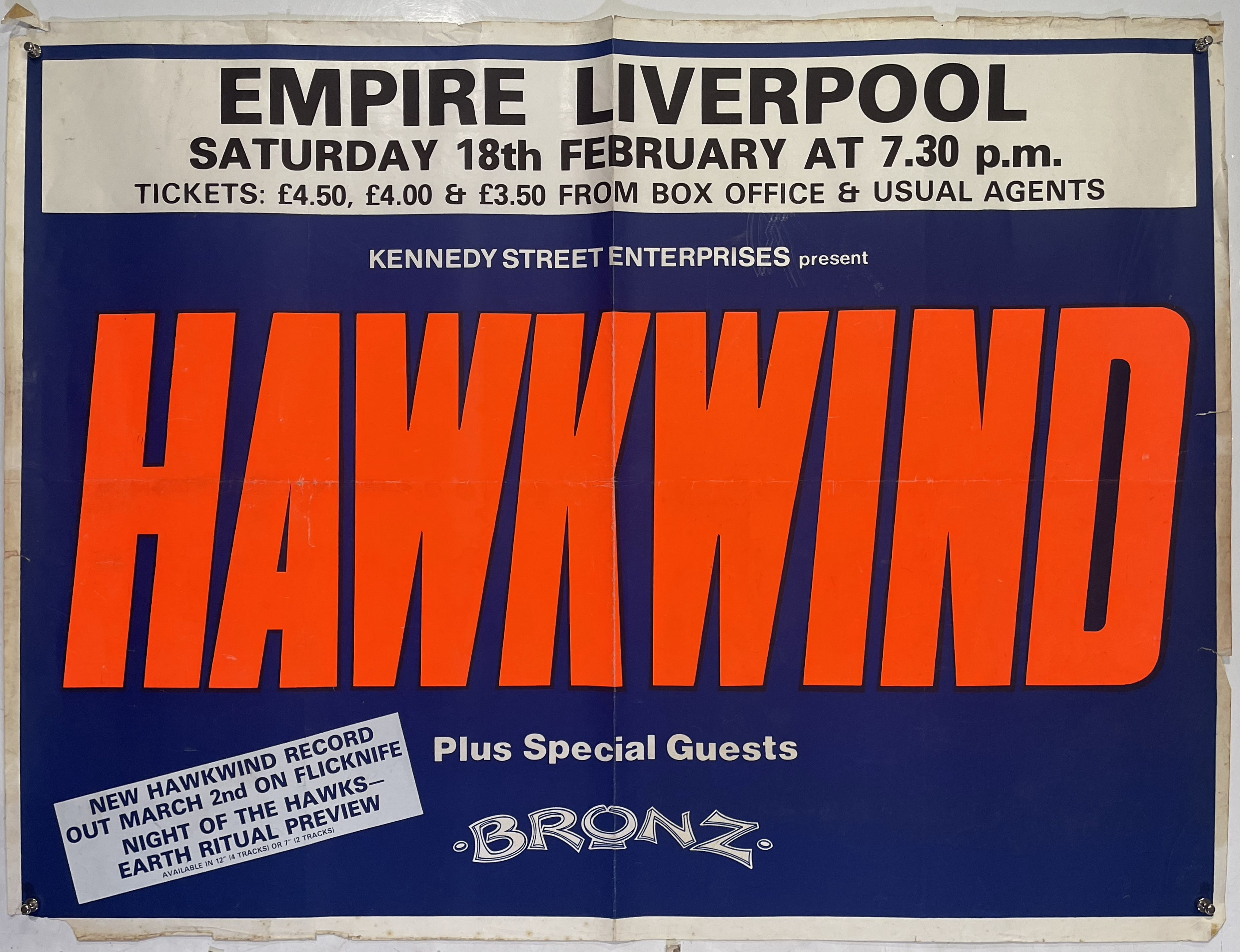 Lot 147 - HAWKWIND - ORIGINAL 1980S CONCERT POSTERS.