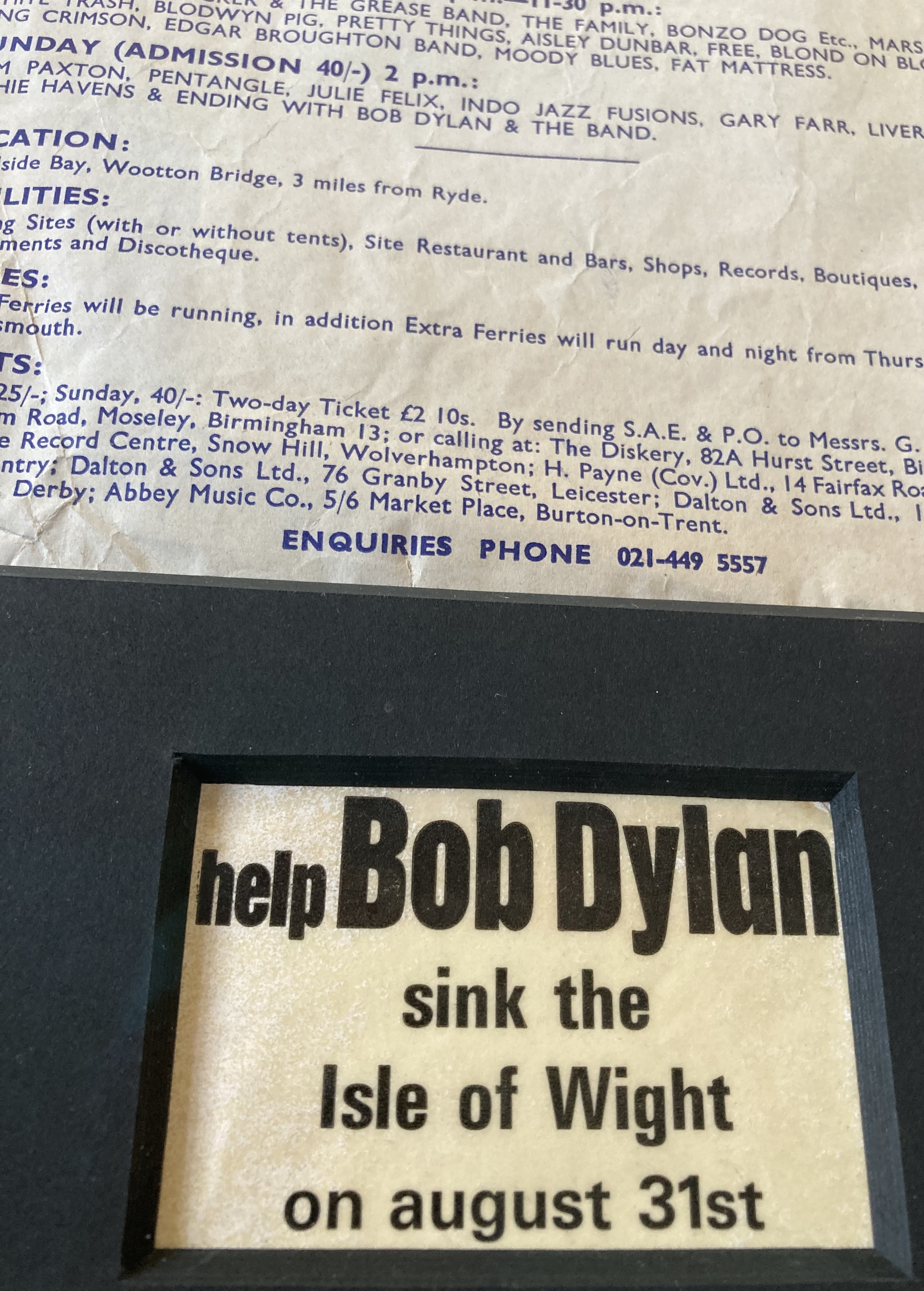 Lot 419 - BOB DYLAN ISLE OF WIGHT 1969 FLYER AND
