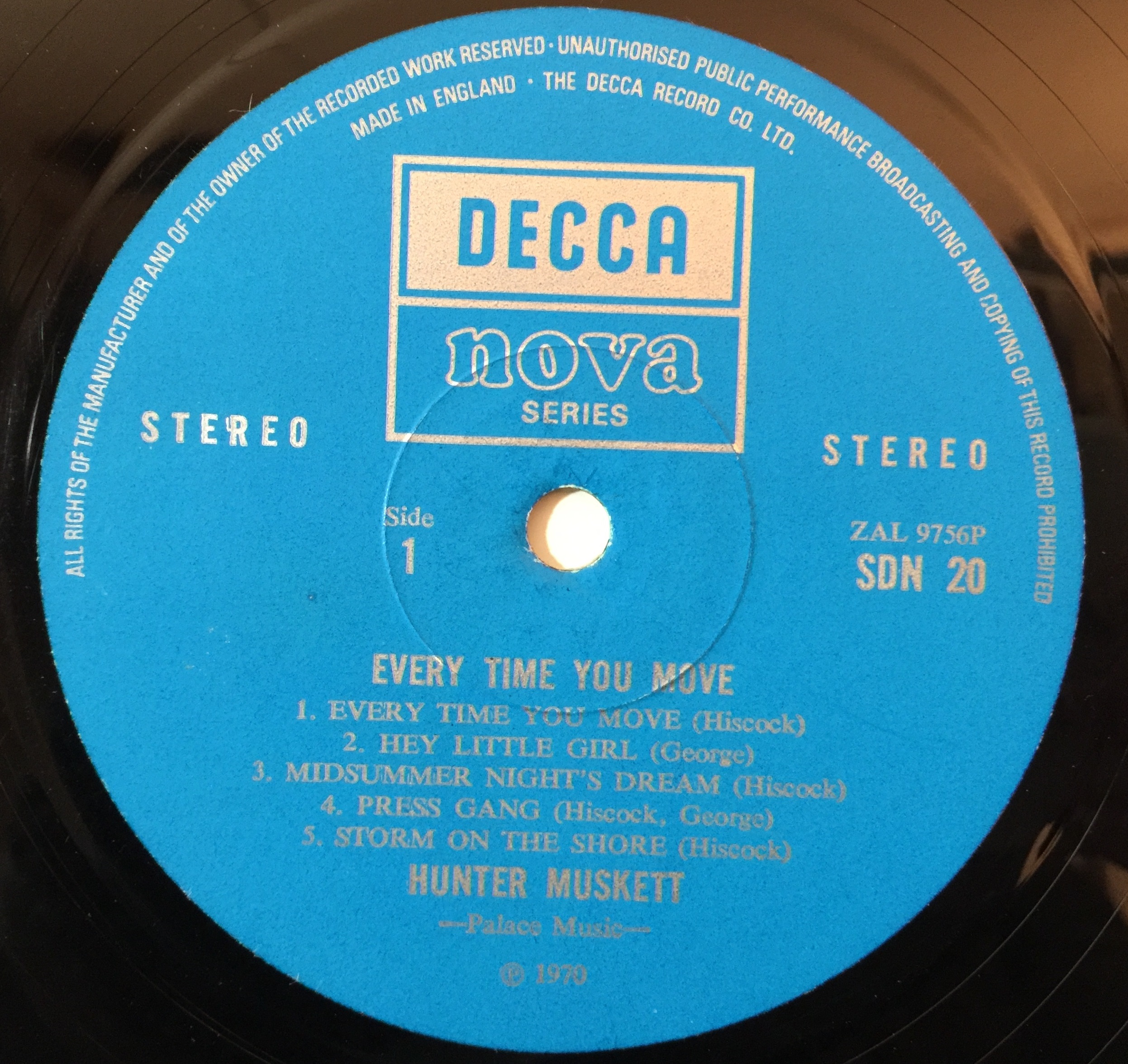 Lot 133 - HUNTER MUSKETT - EVERY TIME YOU MOVE LP