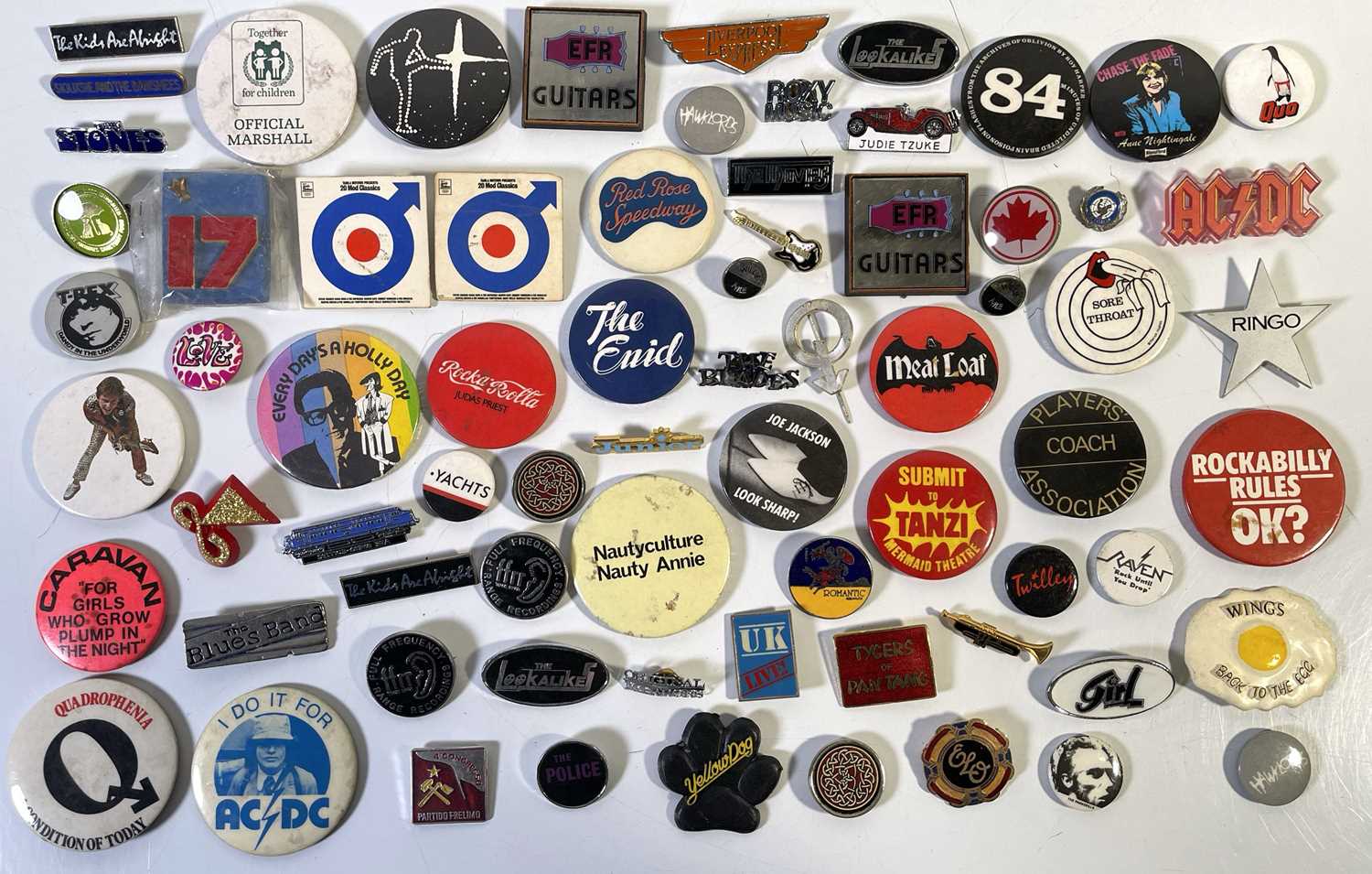 Lot 275 - 1970S AND 80S CLASSIC ROCK BADGES.