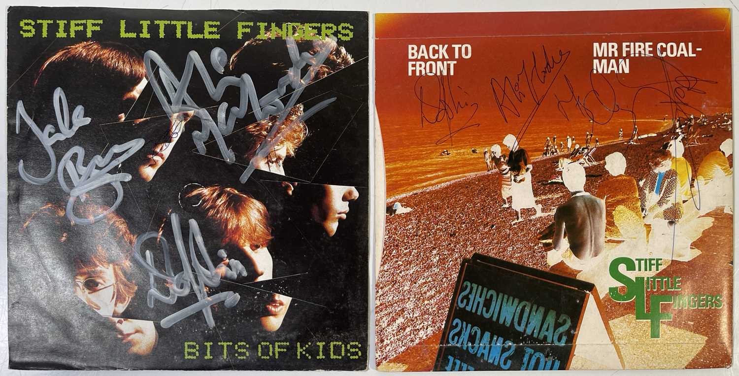 Lot 295 - STIFF LITTLE FINGERS - TWO SIGNED 7" SINGLES.