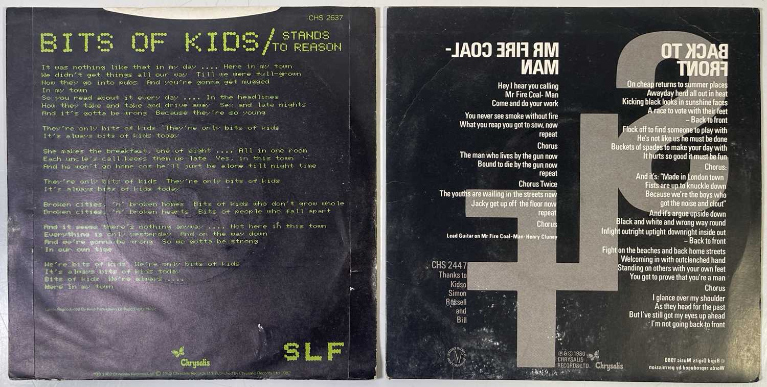 Lot 295 - STIFF LITTLE FINGERS - TWO SIGNED 7" SINGLES.