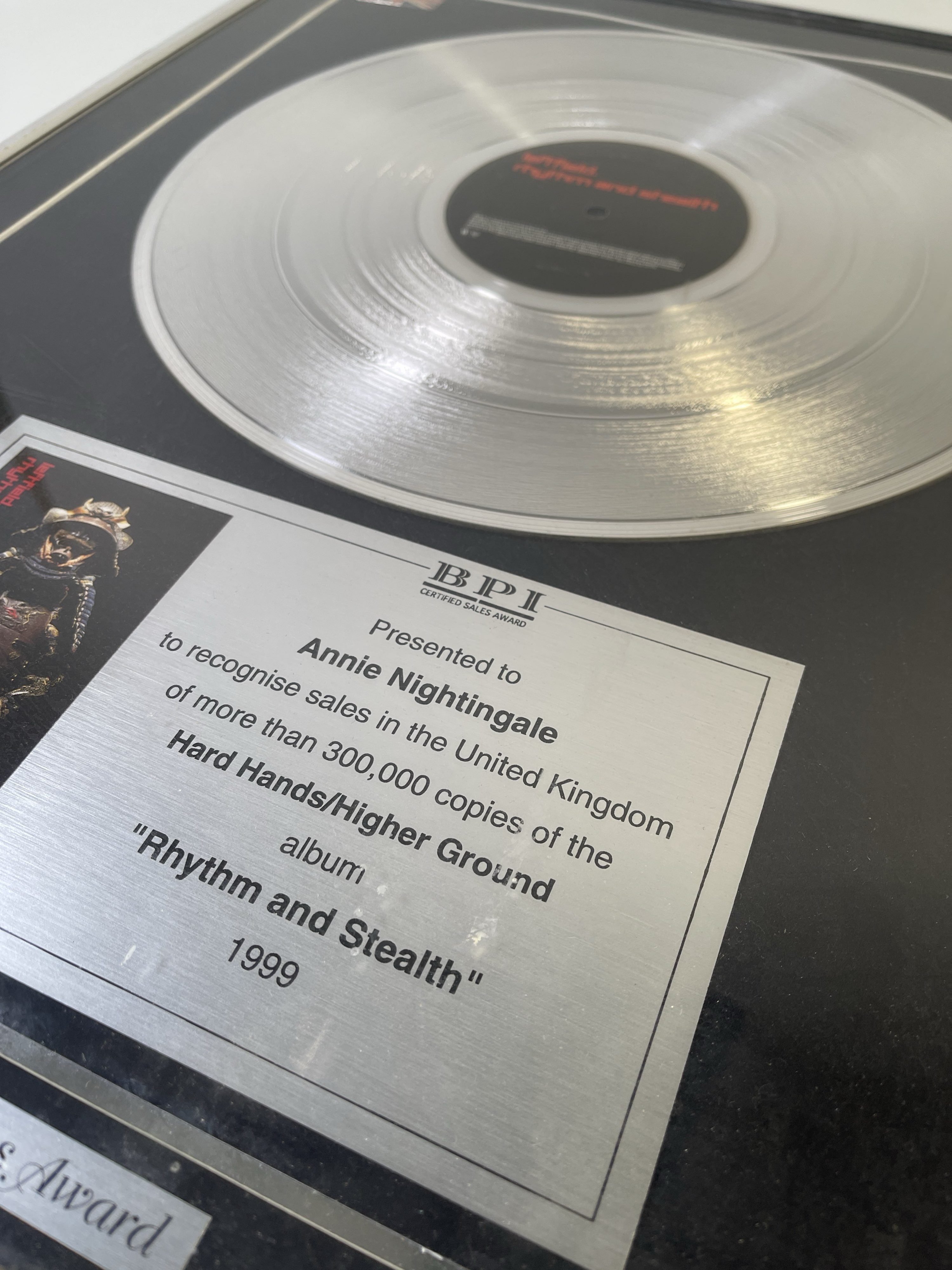 Lot 345 - LEFTFIELD - ORIGINAL BPI AWARD FOR 'RHYTHM