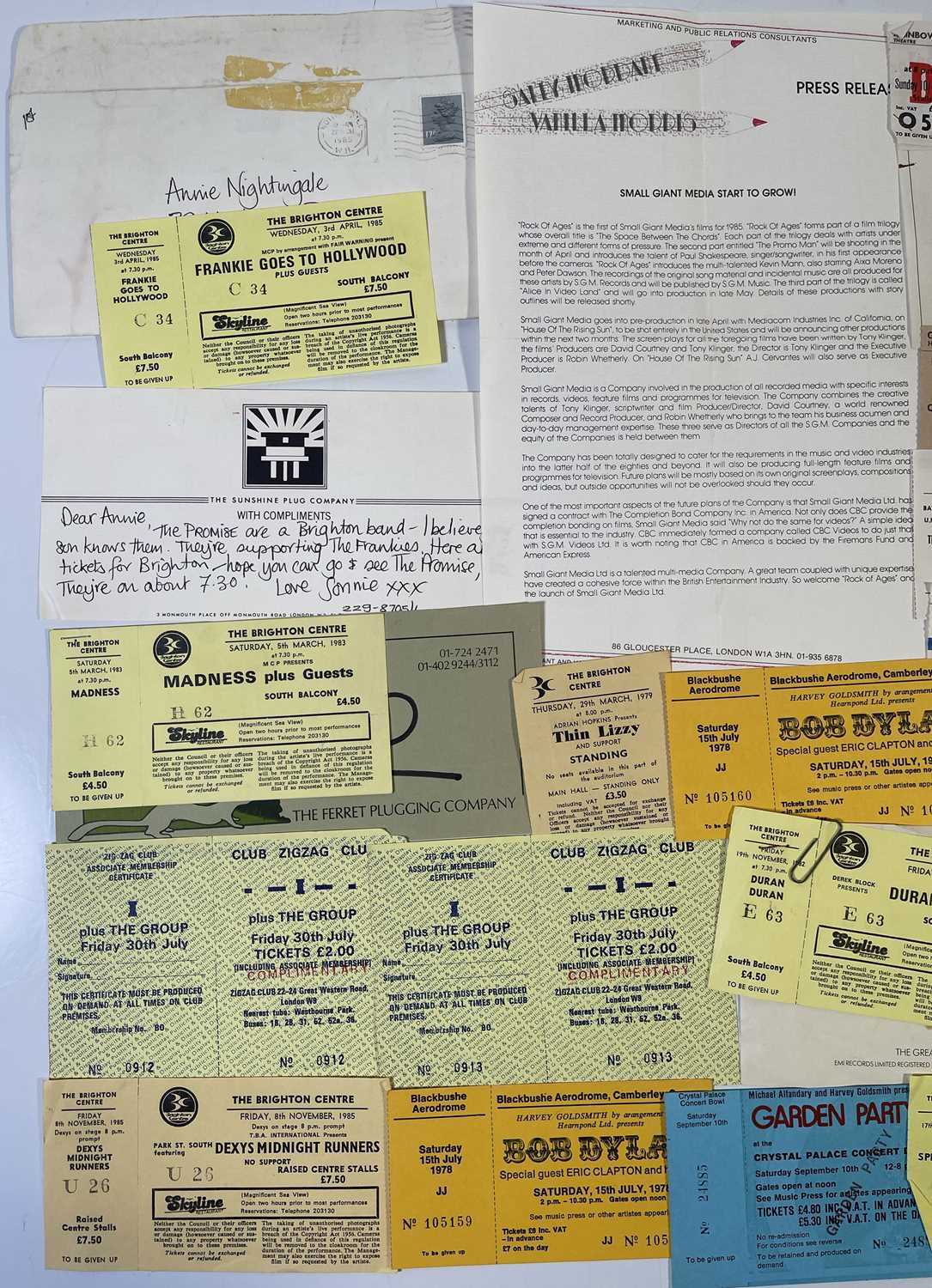 Lot 372 - ANNIE'S TICKETS/STUBS COLLECTION INC WITH