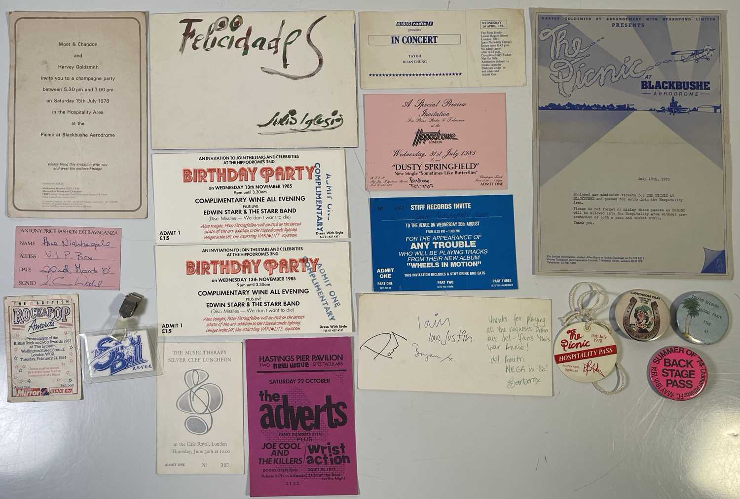 Lot 378 - INVITES / PASSES / MEMORABILIA - AWARDS