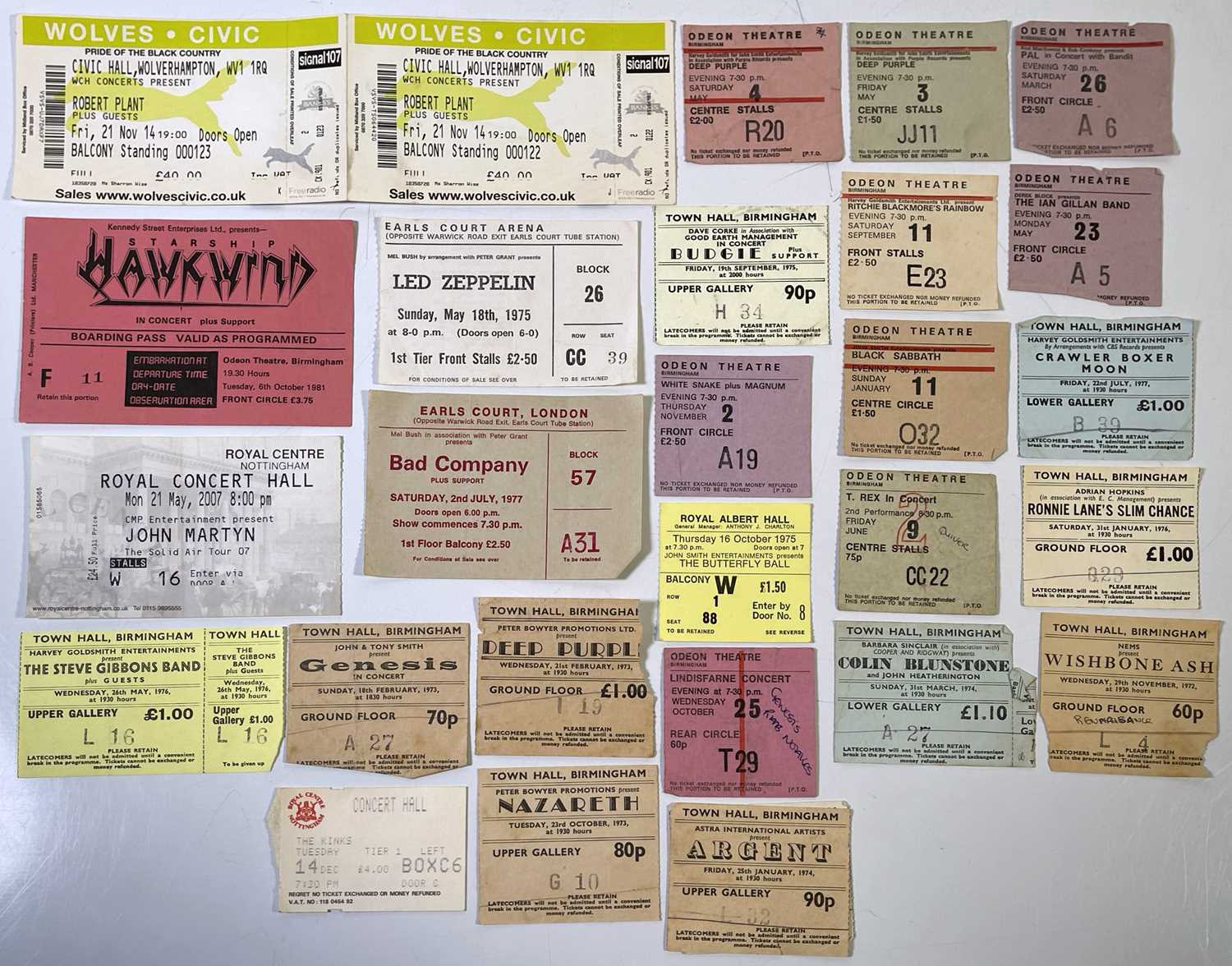 Lot 118 - 1970S TICKET COLLECTION INC LED ZEPPELIN.
