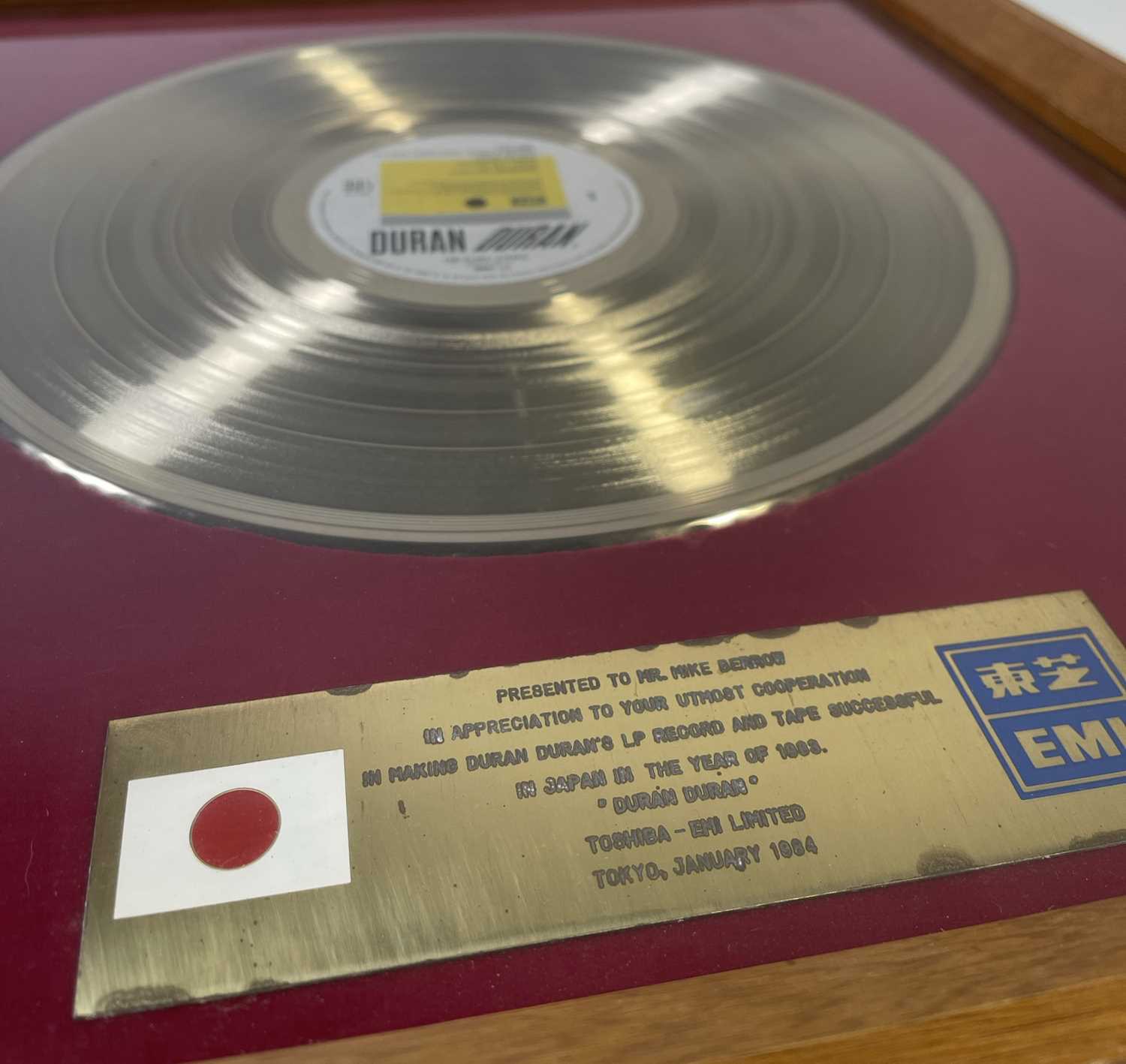 Lot 470 - DURAN DURAN - ORIGINAL JAPANESE GOLD DISC