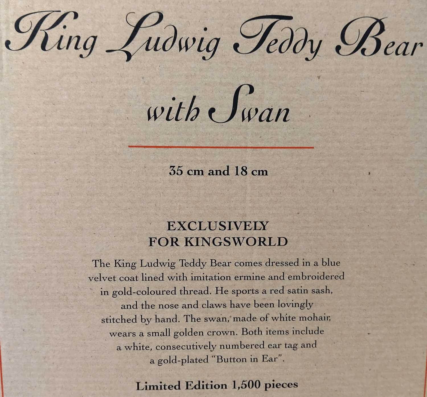 Lot 231 - Steiff teddybar Konig Ludvig mit Schwan King