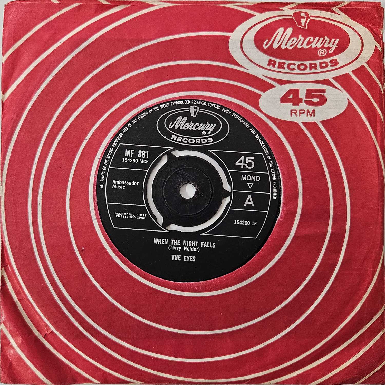 Lot 302 - THE EYES - WHEN THE NIGHT FALLS 7" (ORIGINAL
