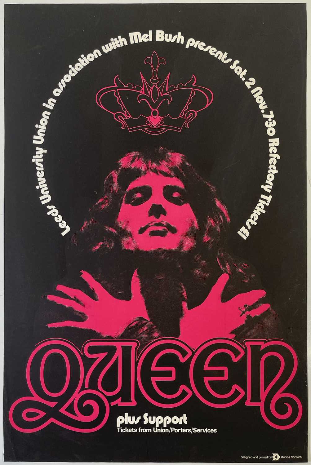 Lot 542 - QUEEN - AN ORIGINAL POSTER FOR LEEDS