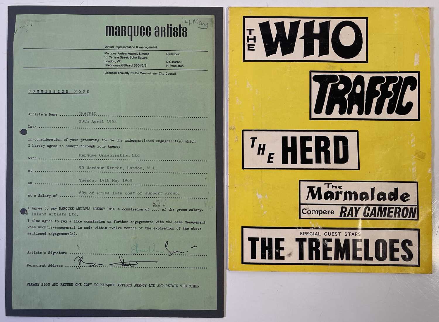 Lot 235 - TRAFFIC - ORIGINAL SIGNED MARQUEE CLUB