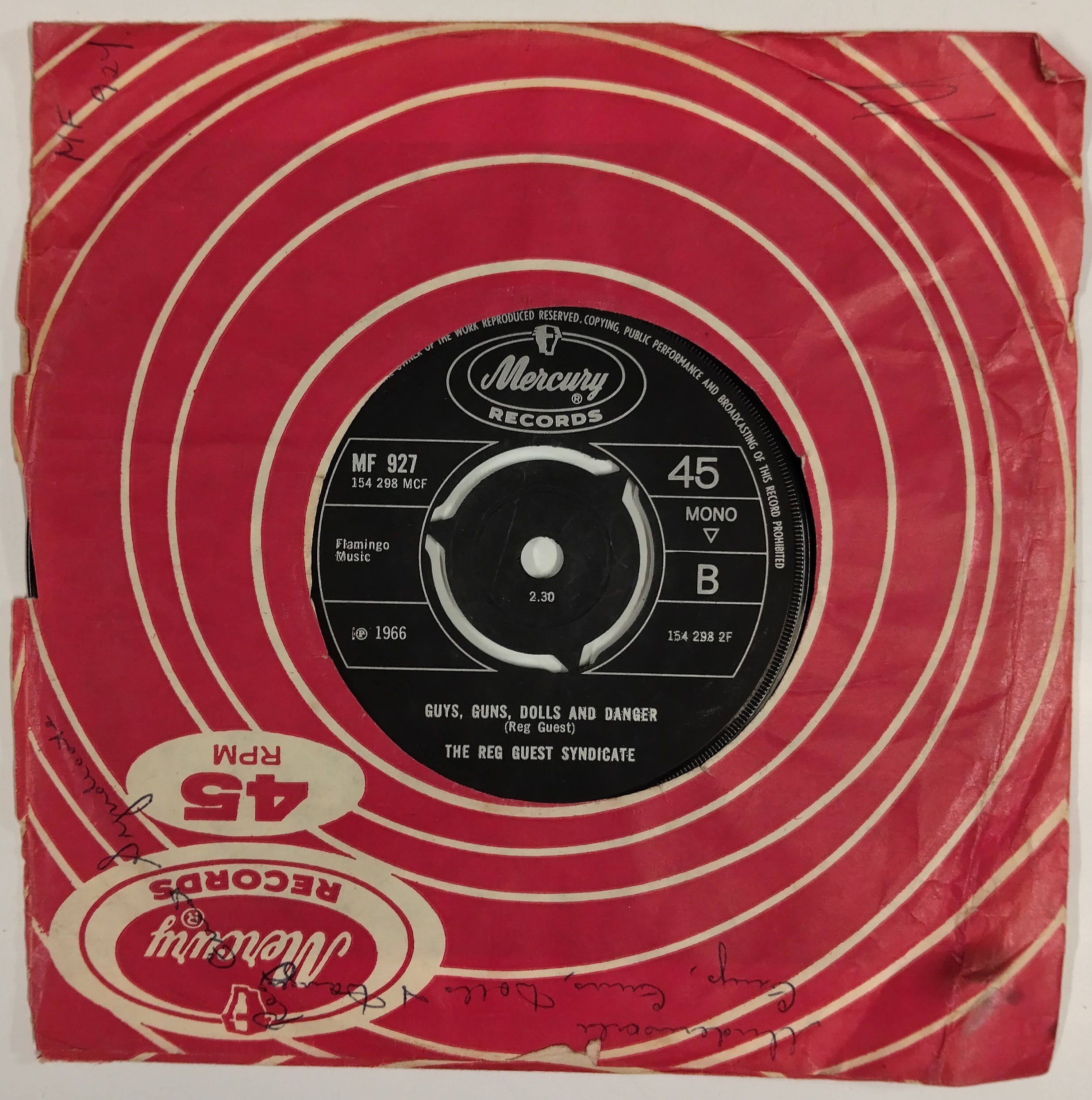Lot 679 - THE REG GUEST SYNDICATE - UNDERWORLD 7"