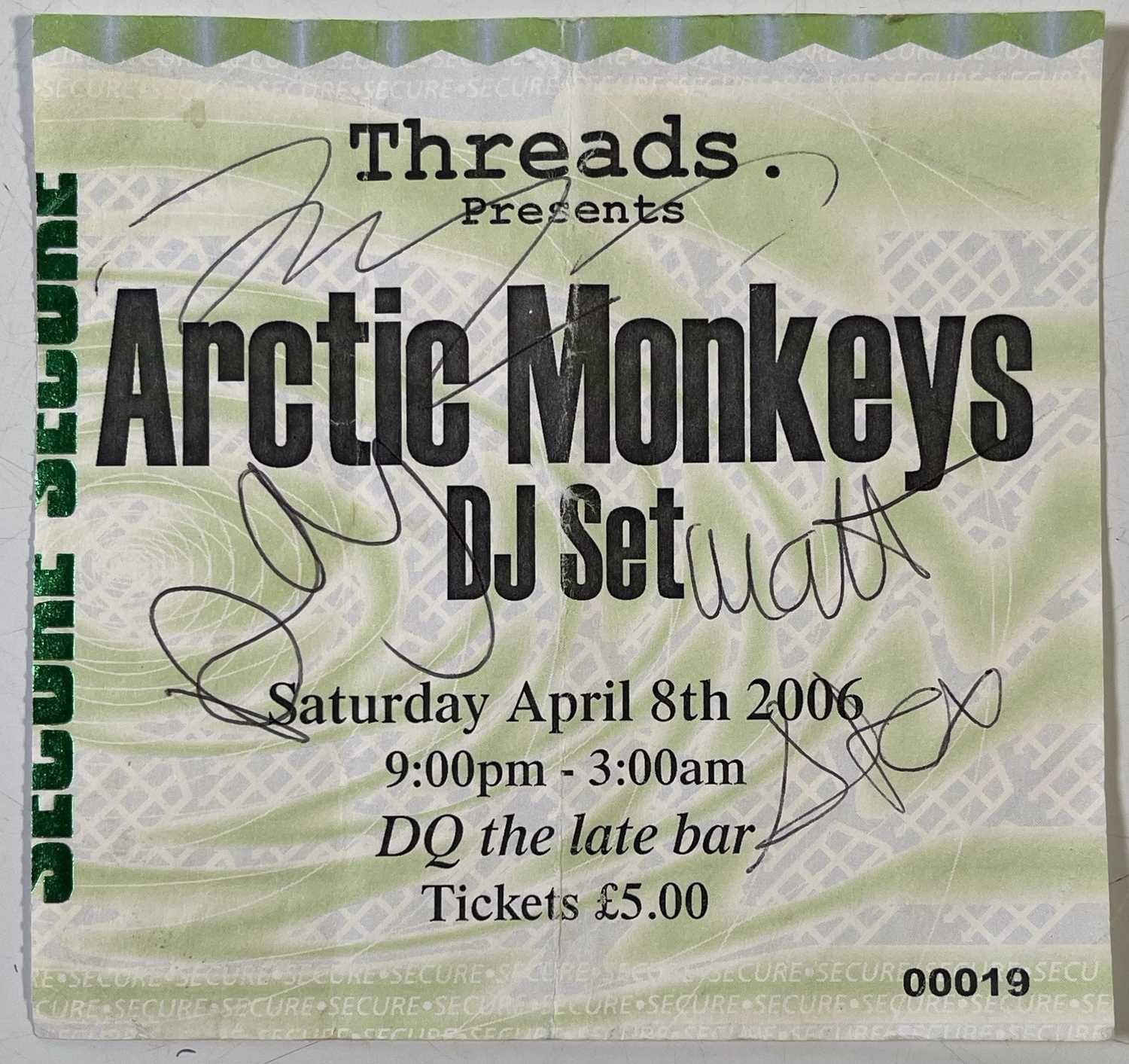 Lot 274 - ARCTIC MONKEYS - FULLY SIGNED 2006 TICKET