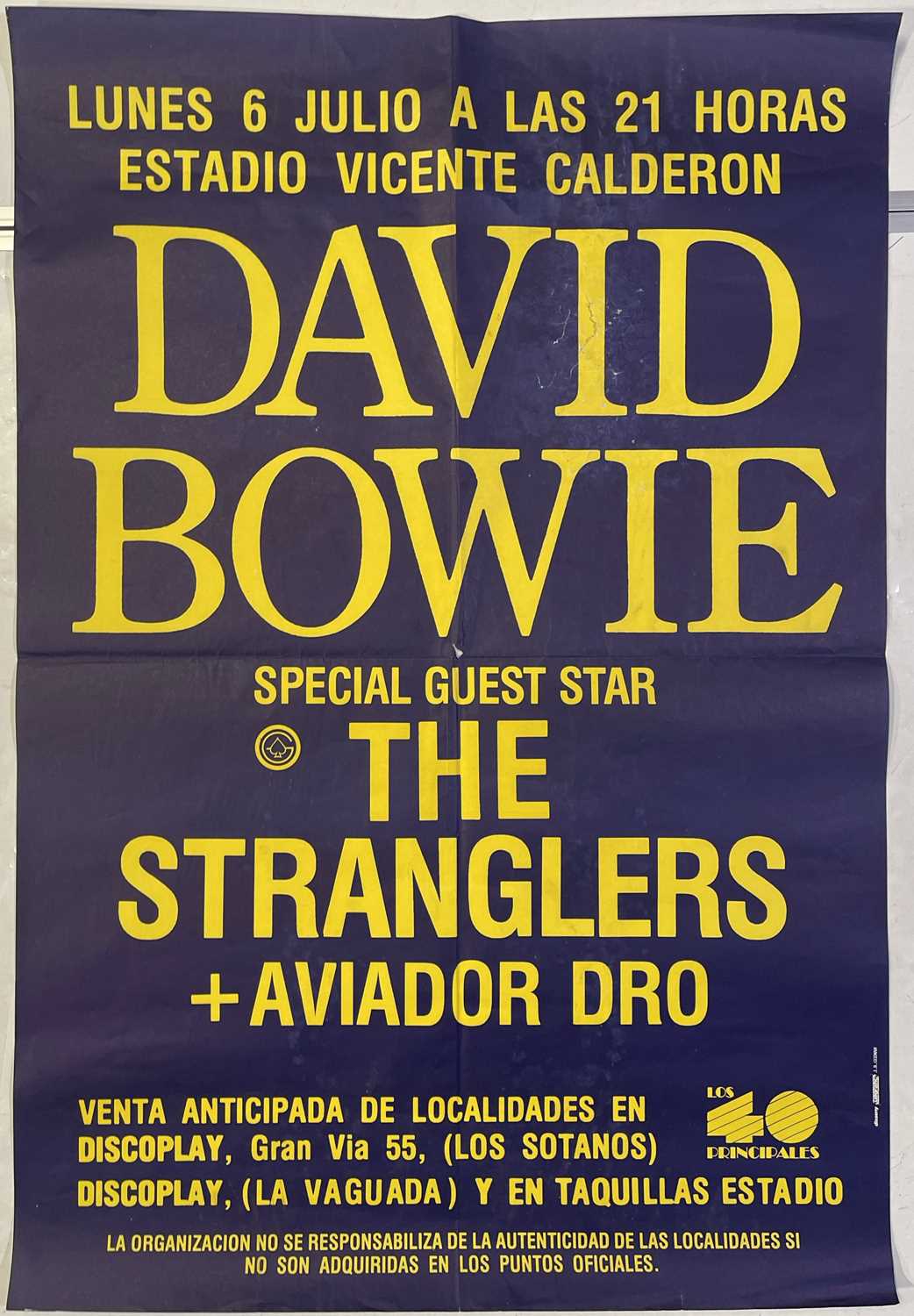 Lot 185 - DAVID BOWIE / THE STRANGLERS - ORIGINAL 1987