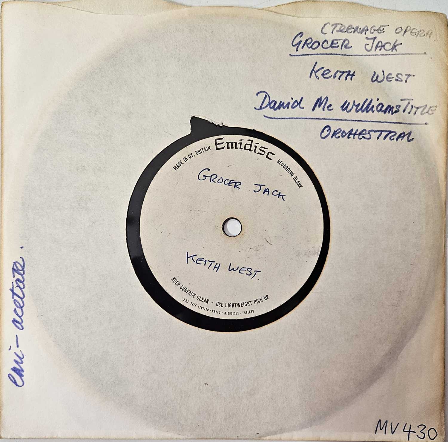 Lot 257 - KEITH WEST - GROCER JACK 7" (1967