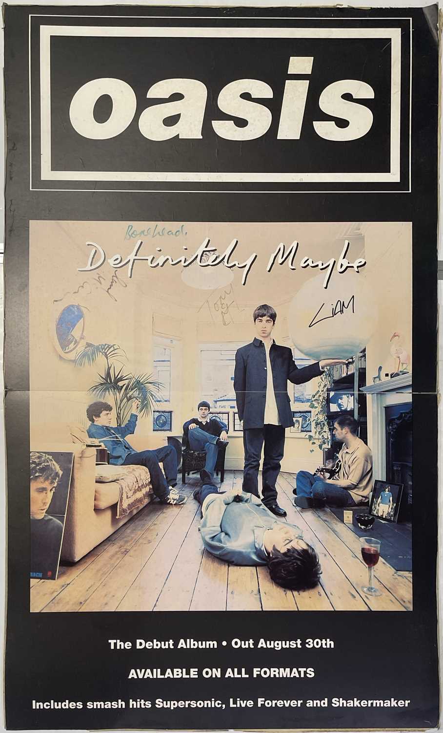 Lot 87 - OASIS - SIGNED DEBUT ALBUM PROMO BOARD.