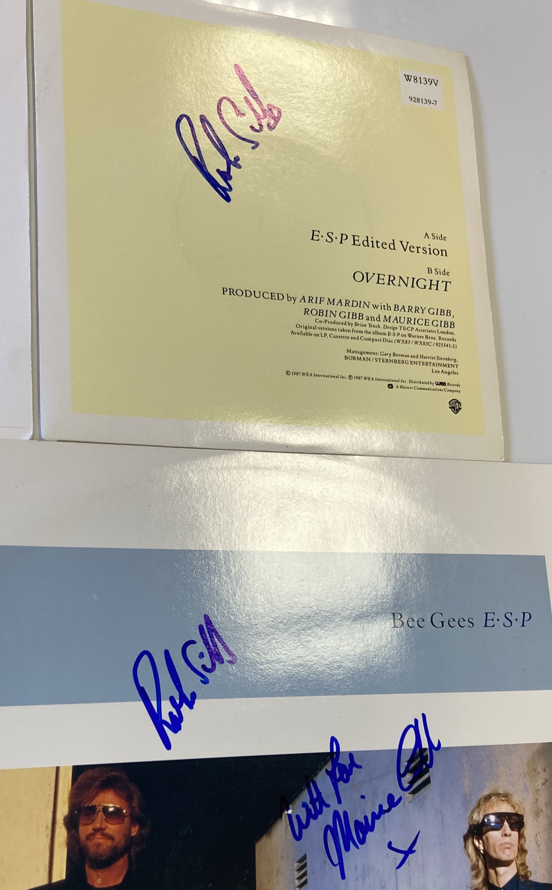 Lot 231 - THE BEE GEES - ASSORTED SIGNED ITEMS.