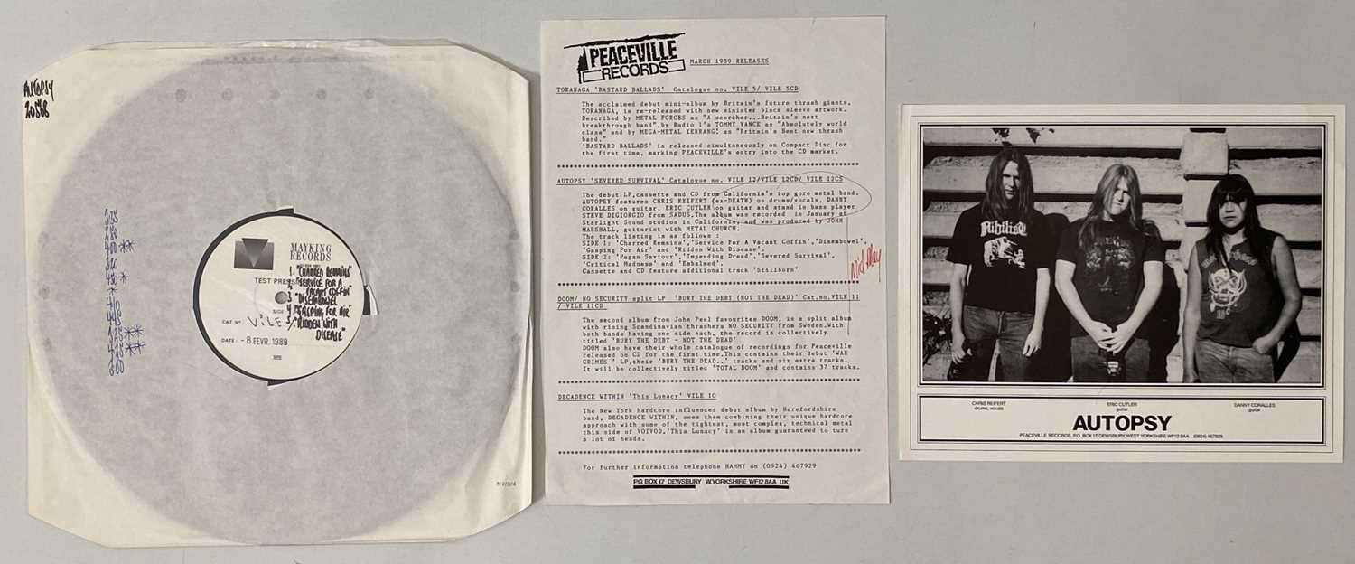 Lot 296 - AUTOPSY - SEVERED SURVIVAL LP (UK TEST