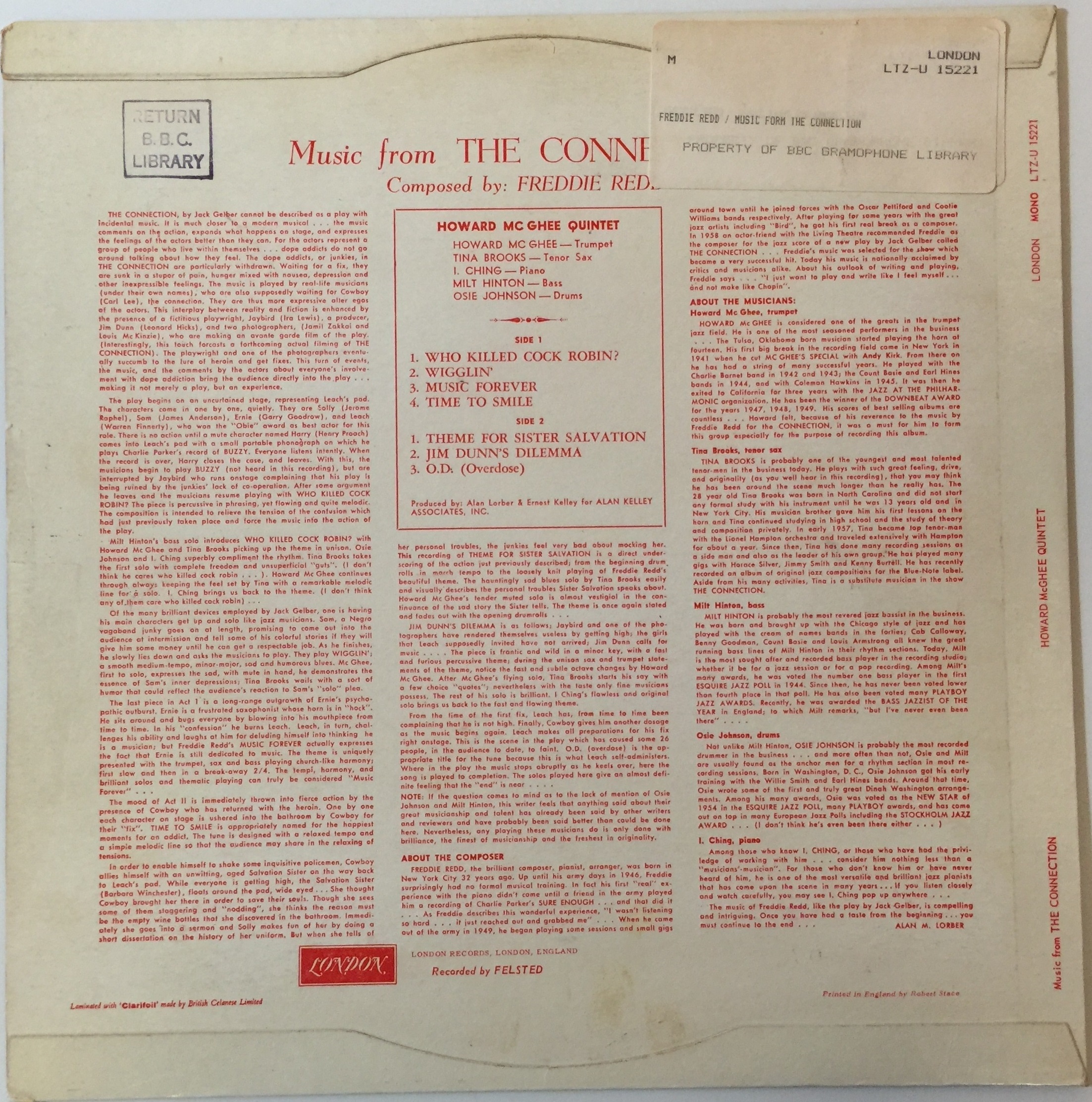 Lot 697 - HOWARD MCGHEE QUINTET - MUSIC FROM THE