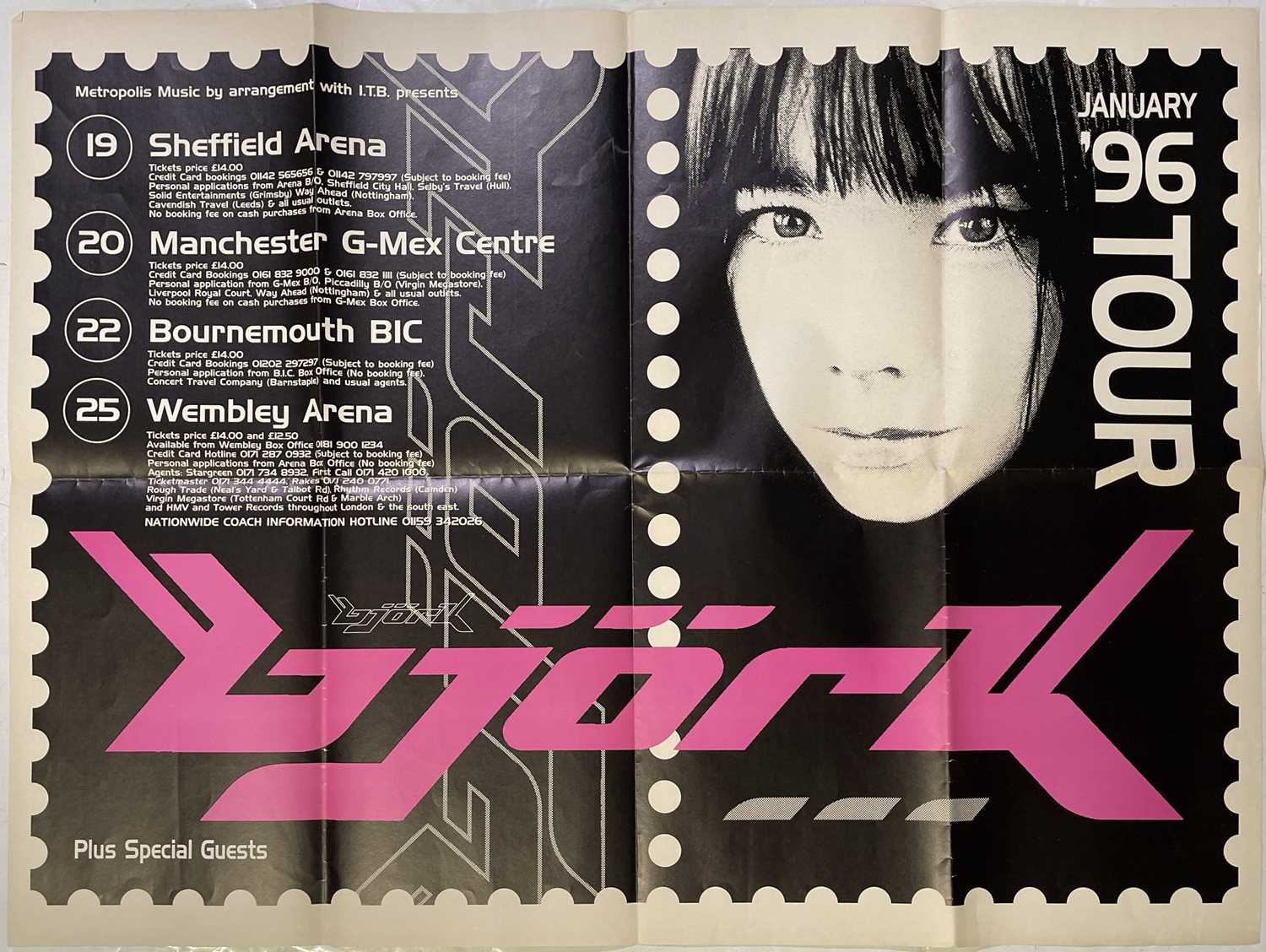 Lot 212 - BJORK - ORIGINAL 1996 UK TOUR POSTER.