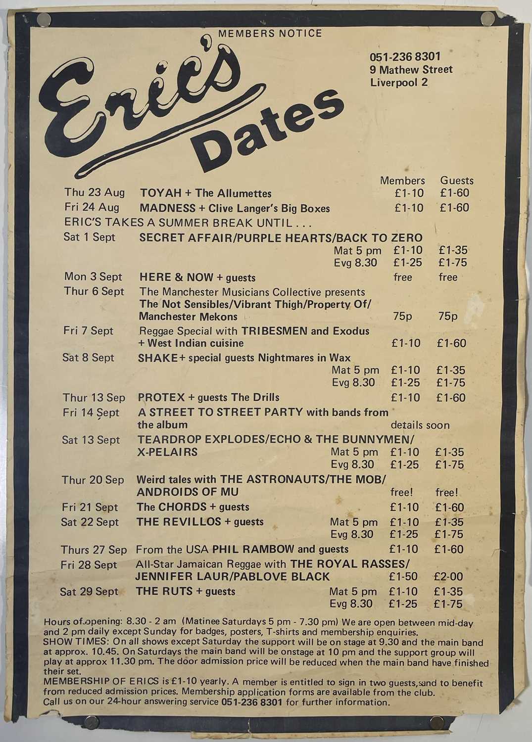 Lot 223 - LIVERPOOL MEMORABILIA - ORIGINAL ERIC'S