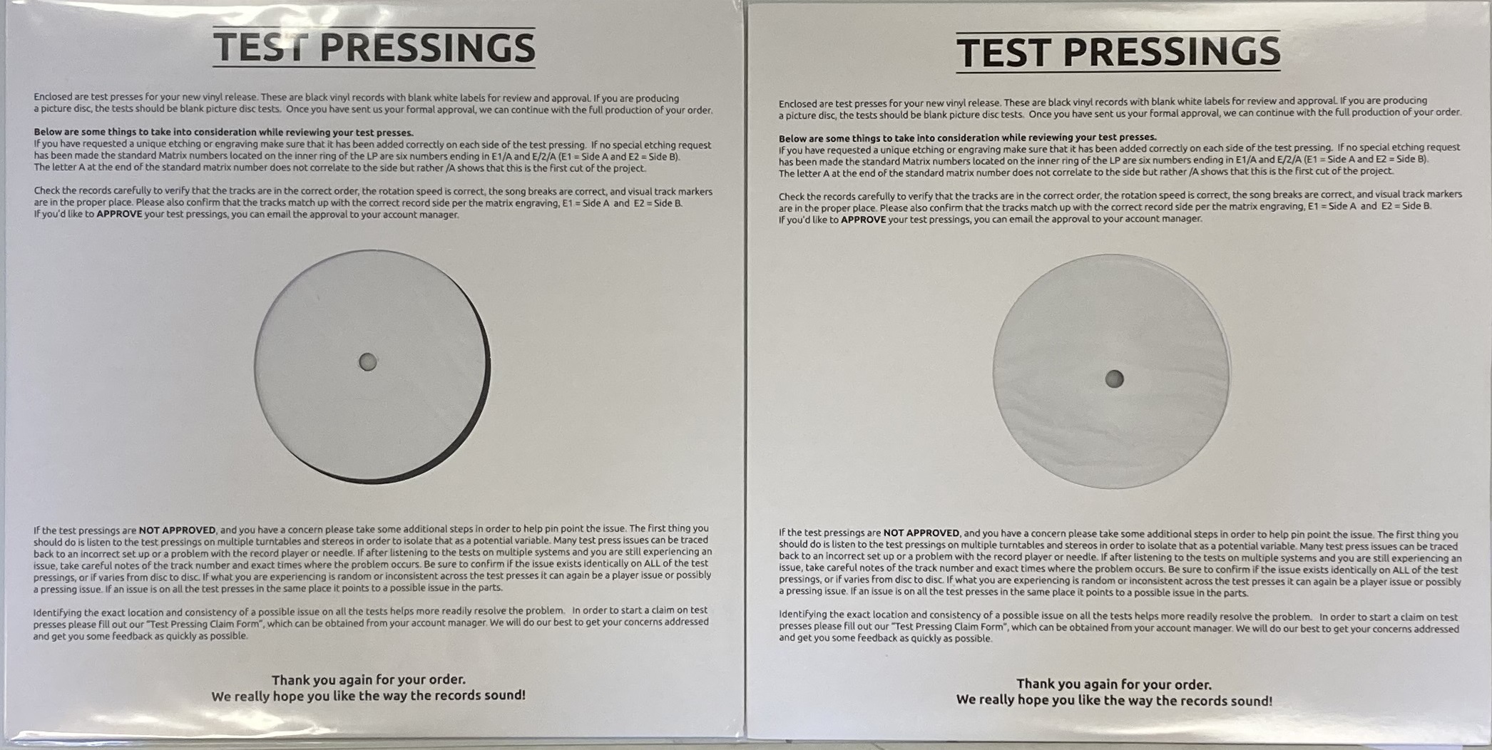 Lot 12 - THE CURE - WHITE LABEL TEST PRESSING LPs