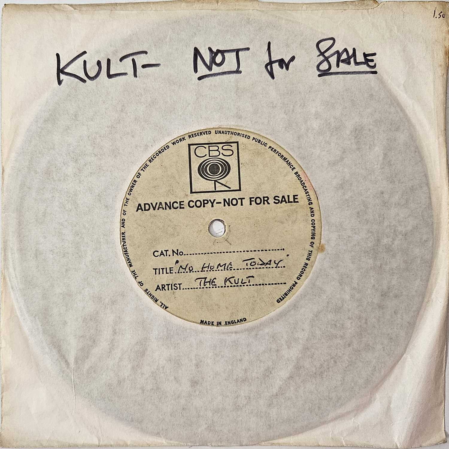 Lot 176 - THE KULT - NO HOME TODAY/ MISTER NUMBER ONE