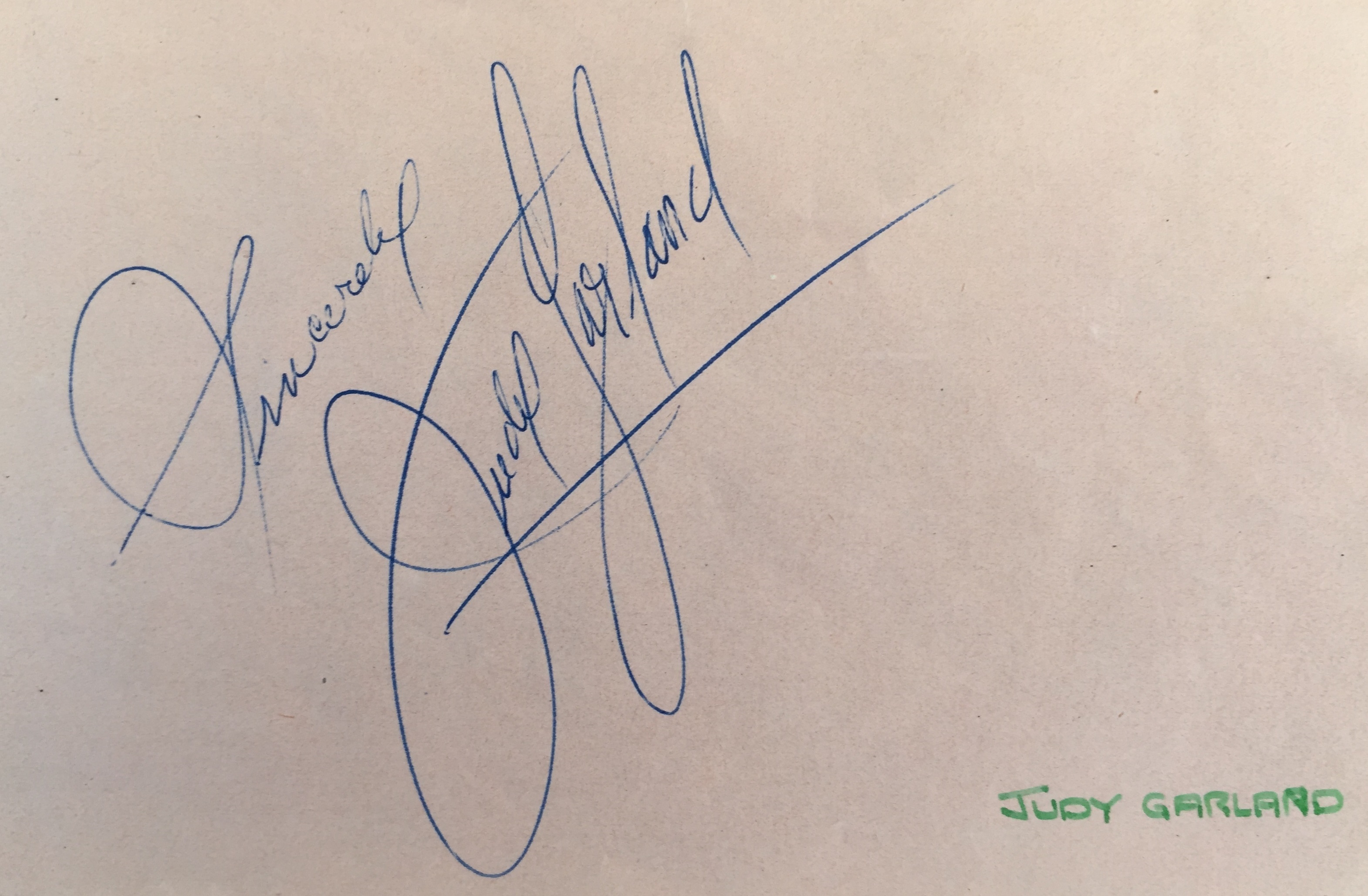 Lot 82 - JUDY GARLAND SECRETARIAL SIGNED PAGE.