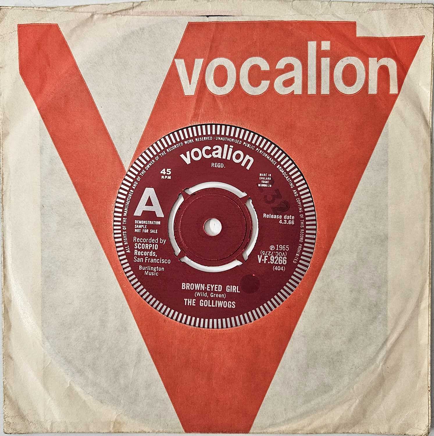 Lot 240 - THE GOLLIWOGS - BROWN-EYED GIRL 7" (V-F.9266