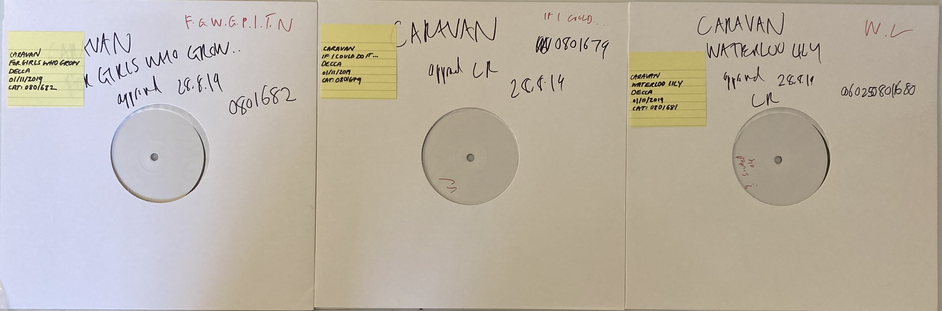 Lot 84 - CARAVAN WHITE LABEL TEST PRESSINGS.