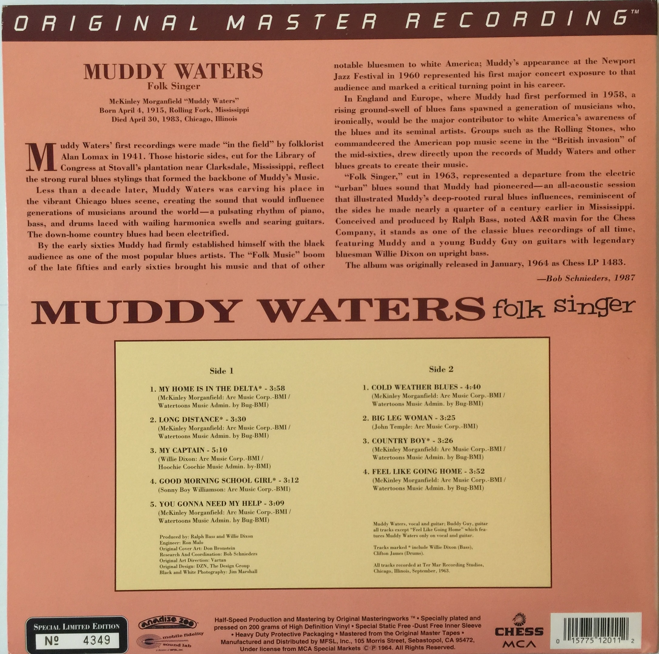 Lot 1271 - MUDDY WATERS - FOLK SINGER LP (LIMITED