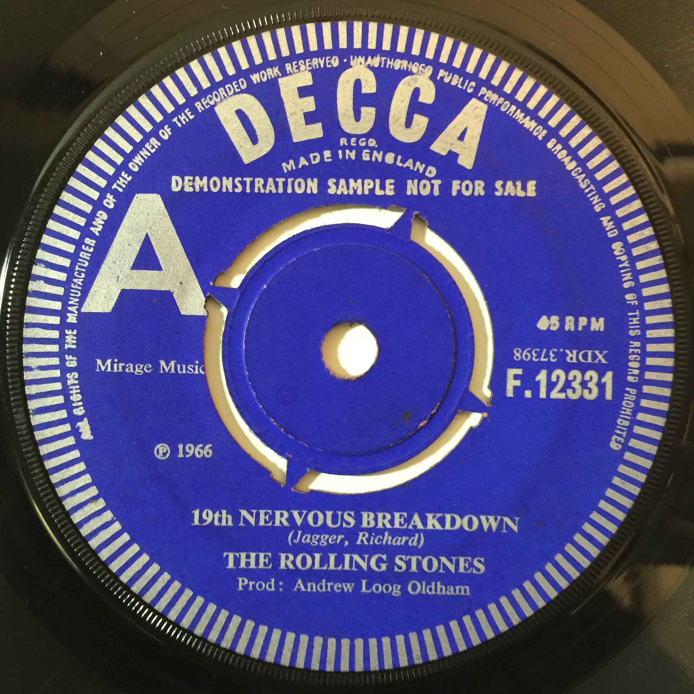 Lot 902 - THE ROLLING STONES - 19TH NERVOUS BREAKDOWN